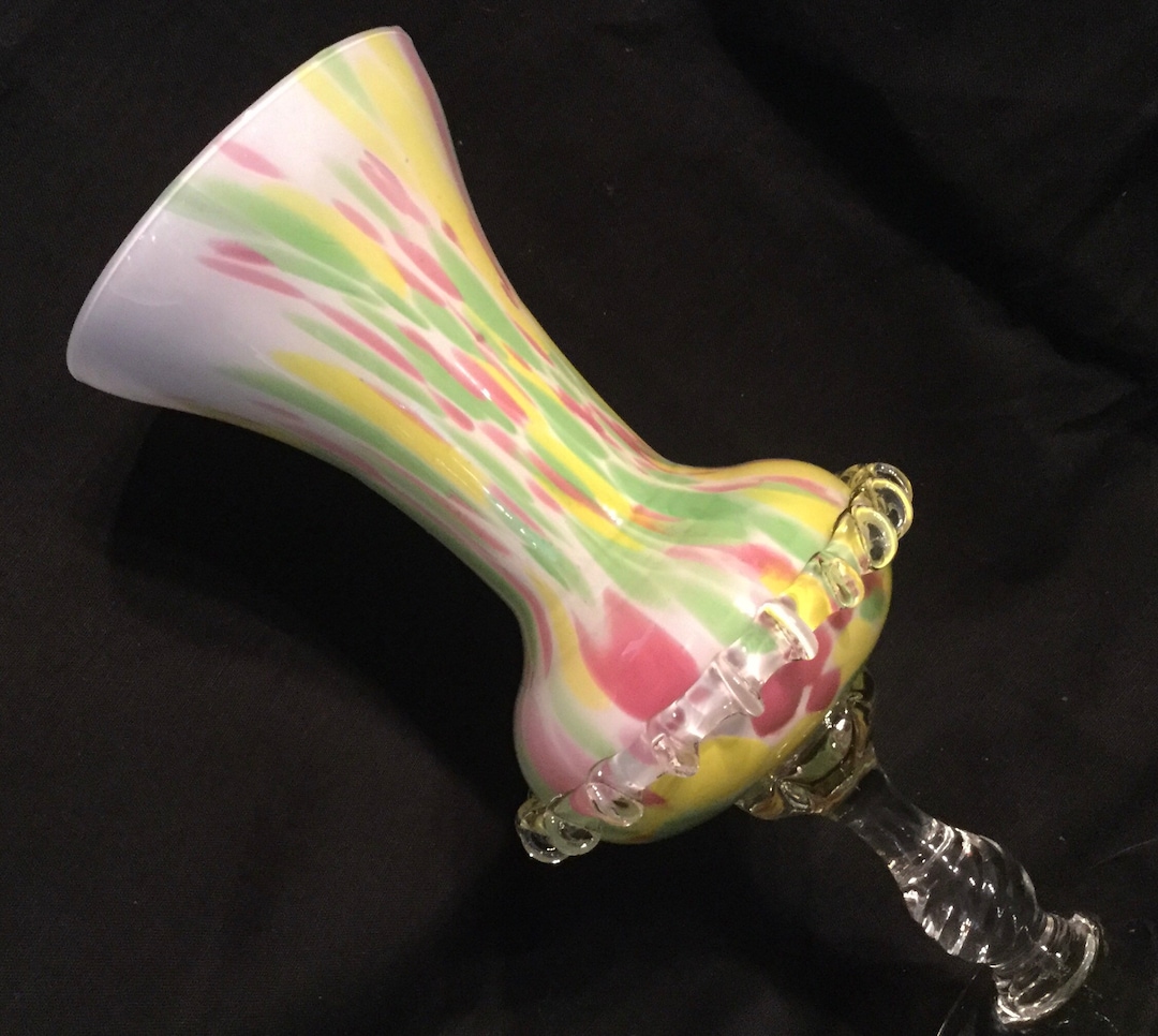 Czech Bohemian Spatter Glass Vase/franz Welz?/“end of Day”/yellow Blown ...