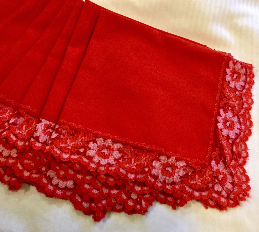 Red Dinner Napkins/floral Lace/formal/christmas-valentines Day//8 Piece ...