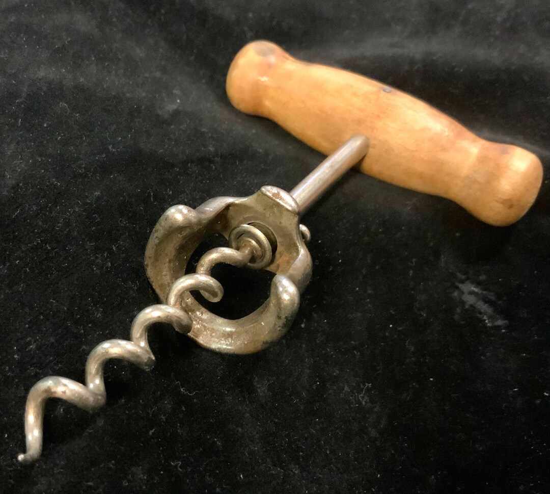 Corkscrew-bottle Opener-barware/wood Handle/open Bell Self Pulling/italy? Germany?/vintage ...