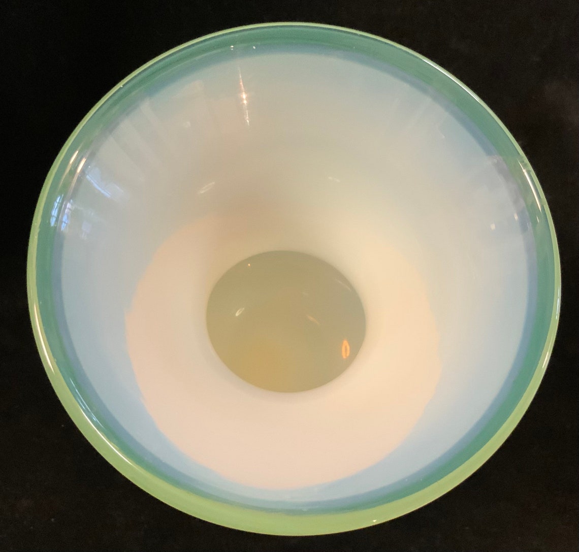 SALE Vtg fry Foval Opalescent Art Glass Vase White W/ - Etsy