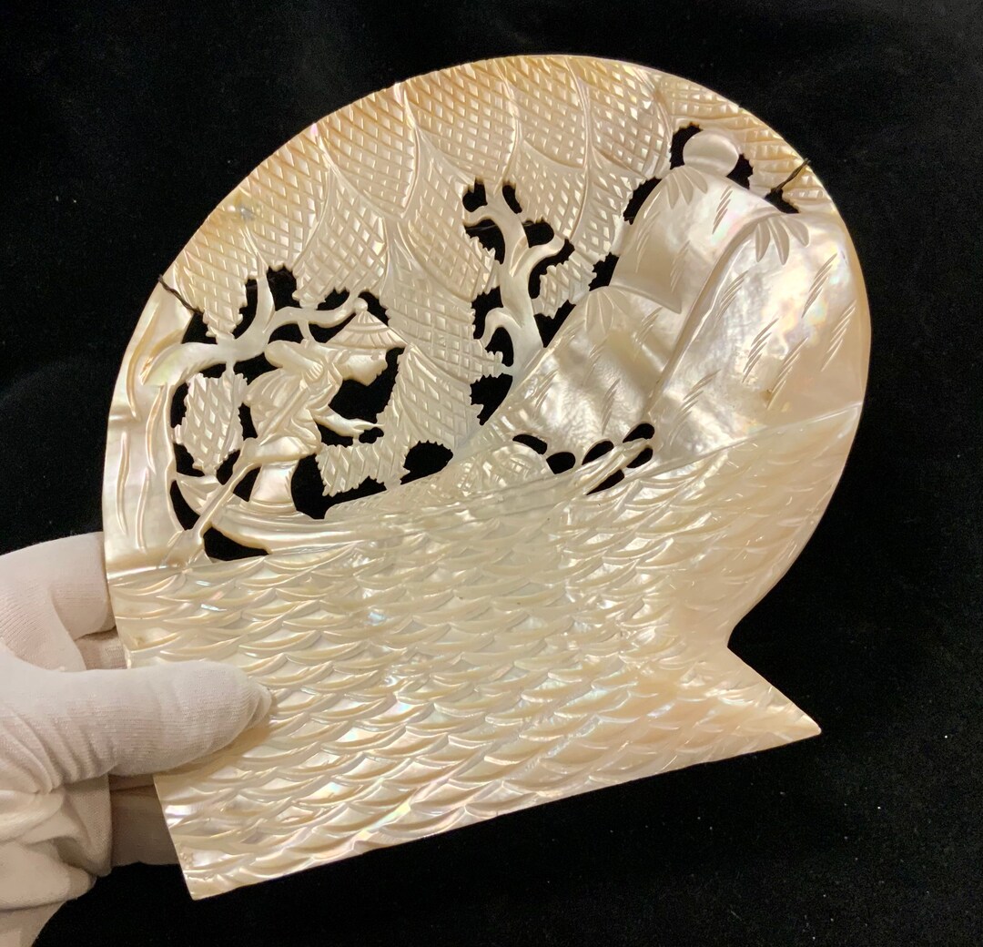 Antique MOP Shell Plaque/chinese Carved Abalone Seashell Art/china ...