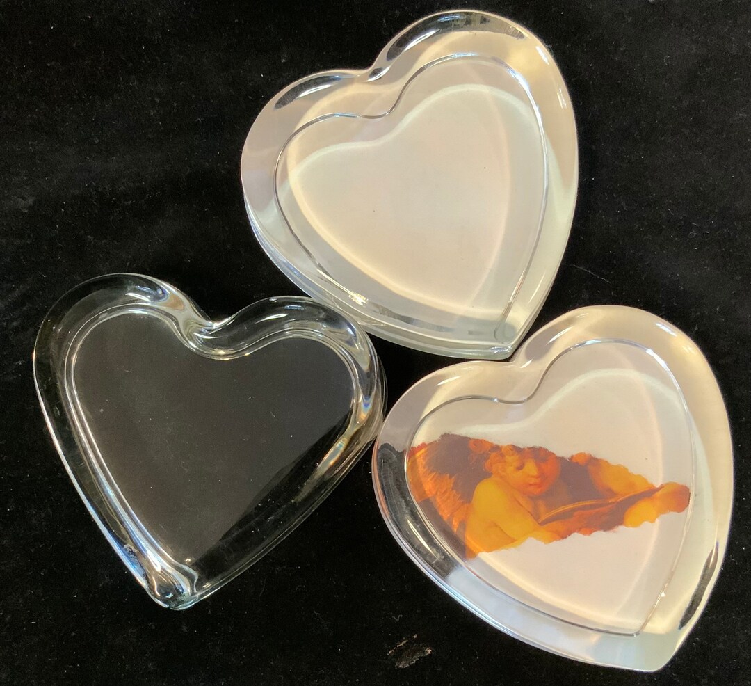 Heart Paperweight Picture Frame Set/photo Frames/magnifying Glass/clear ...