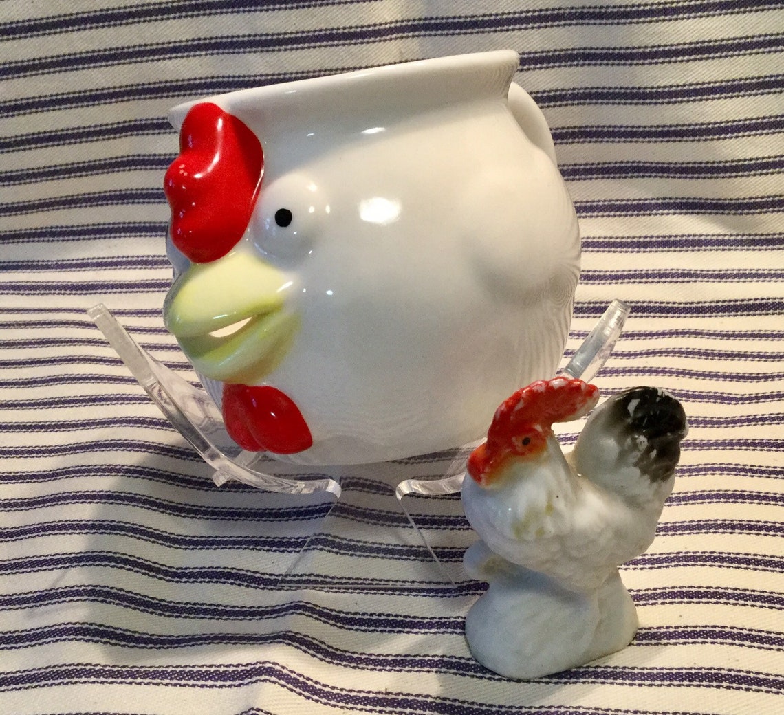 1950s Rooster Creamer Chicken Figurine Pair Miniature Ceramic | Etsy