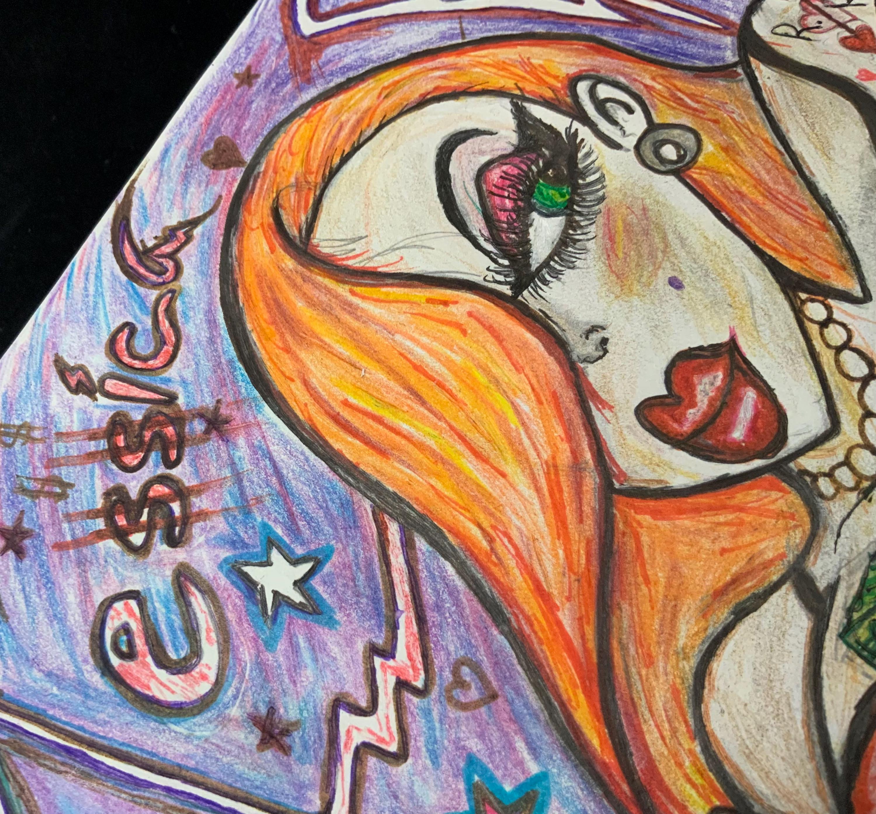 Jessica Rabbit Painting/original Cartoon/colored Pencil on Paper/framed ...