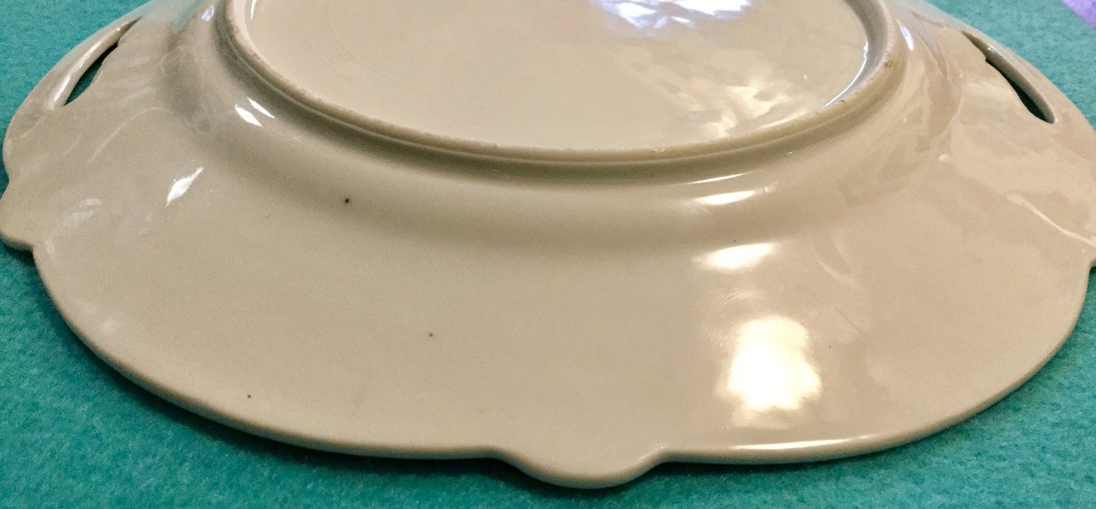 Pink Floral Cake Plate Platter/ceramic Porcelain China/blue Lustre ...
