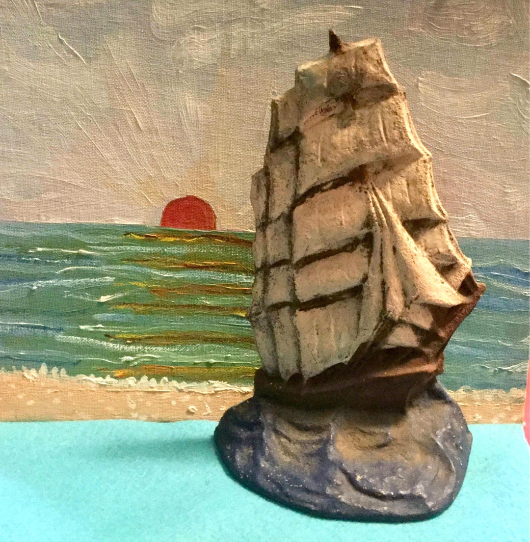 Ship Model Doorstop-bookend/cast-iron Metal/nautical Clipper-ship ...