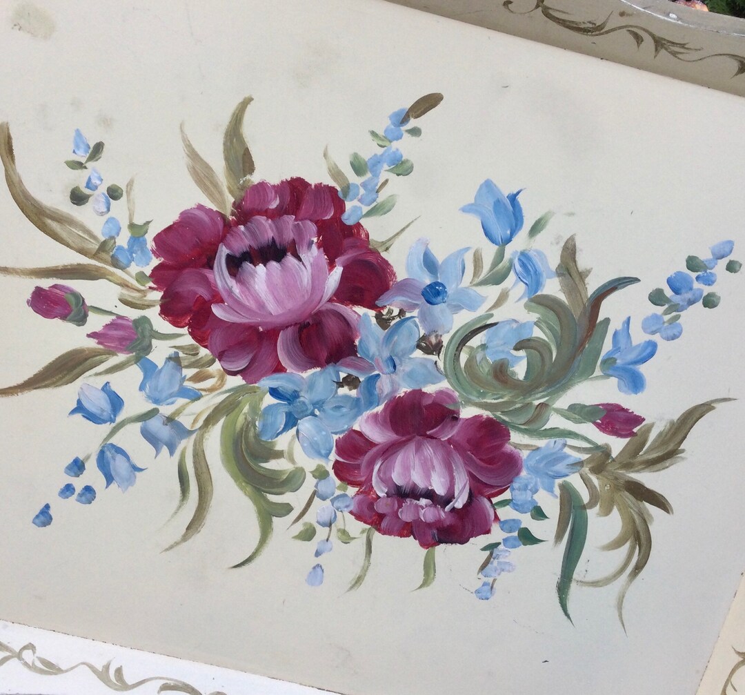 Painted Tray/wood/botanical Pink Rose Flowers/cottagecore/jerywil ...