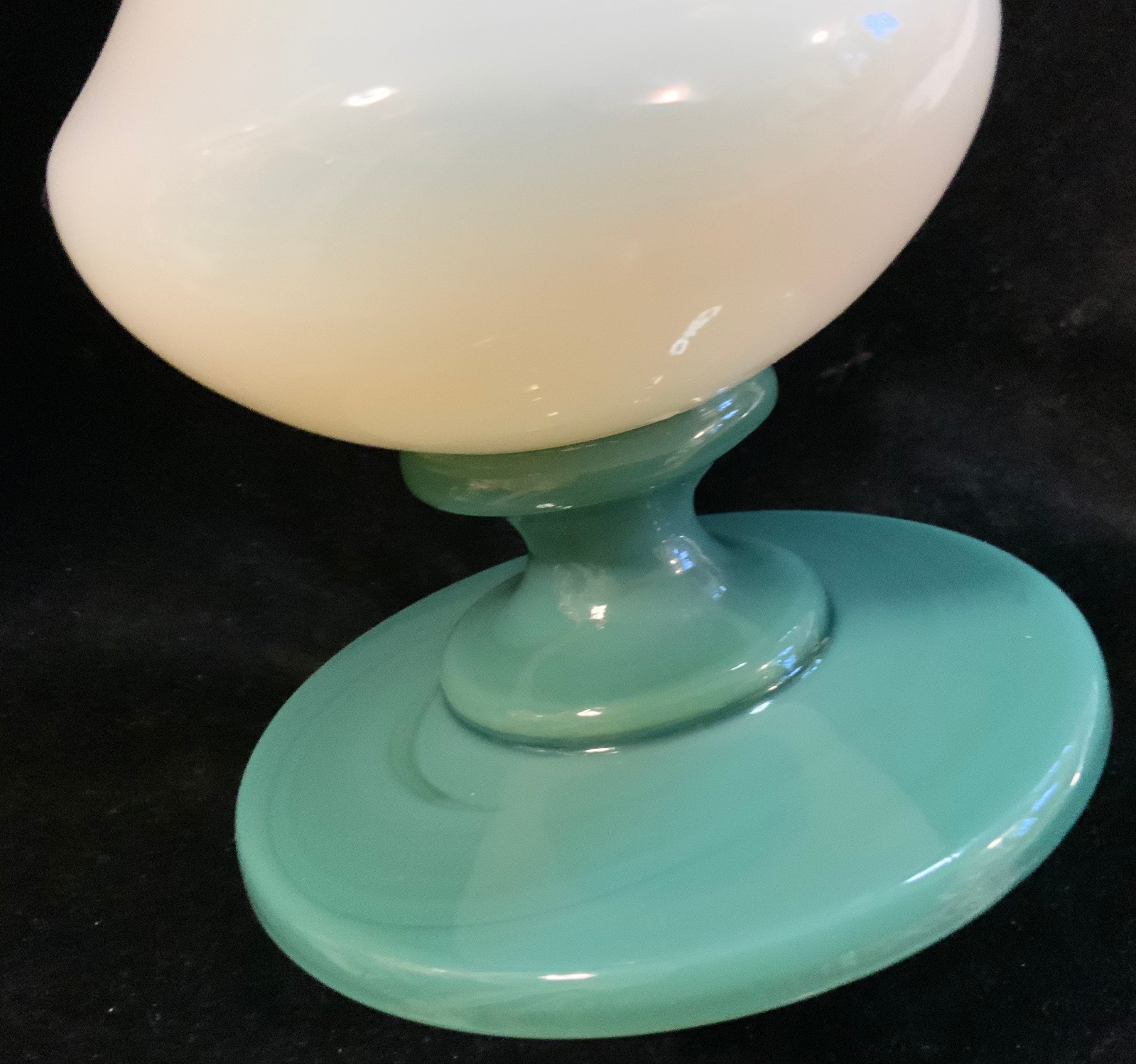 SALE Vtg fry Foval Opalescent Art Glass Vase White W/ - Etsy