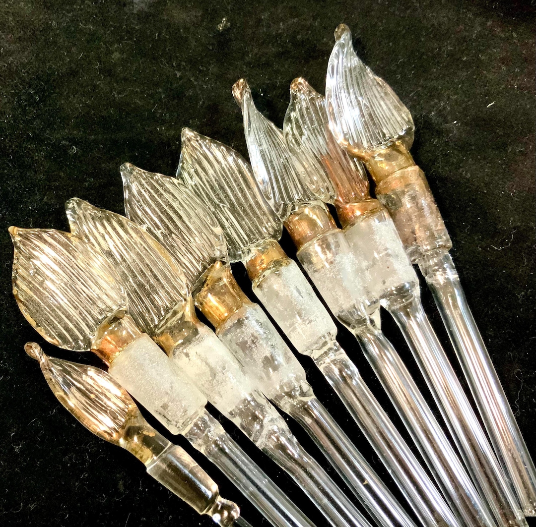 Egyptian Perfume Bottle Applicator Dauber Set/blown Glass Leaf/8 Piece ...
