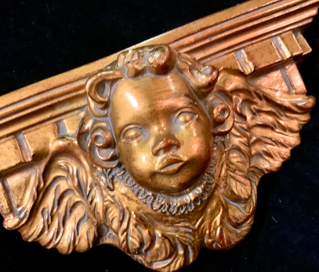 Angel Sconce Wall Shelf/florentine Gold/resin Composite/12.5wx5hx4.5d ...