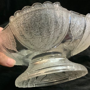 Glass Compote/pressed Glass/eapg/duncan & Miller Glass Co/shell Tassel ...