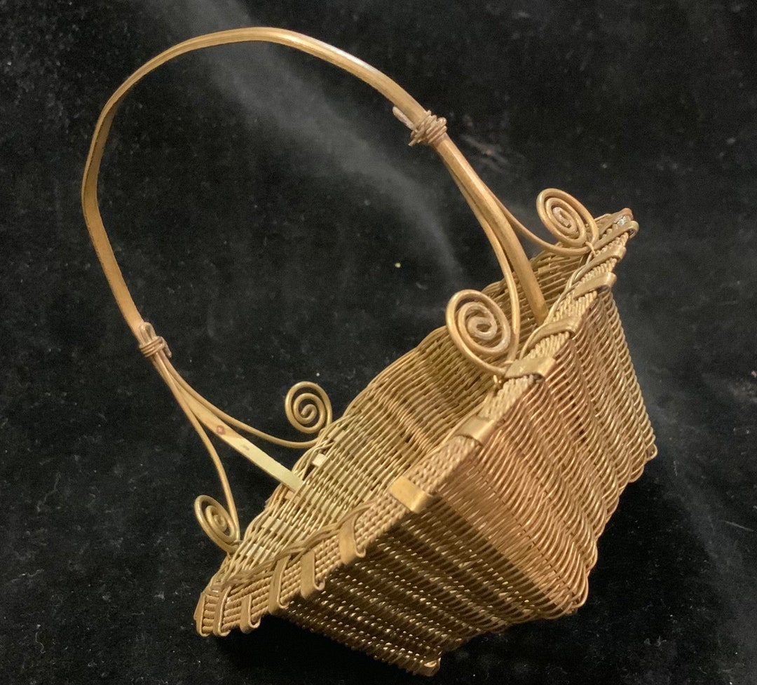Mini Metal Easter Basket With Handle/brass Wire/woven/french/germany ...