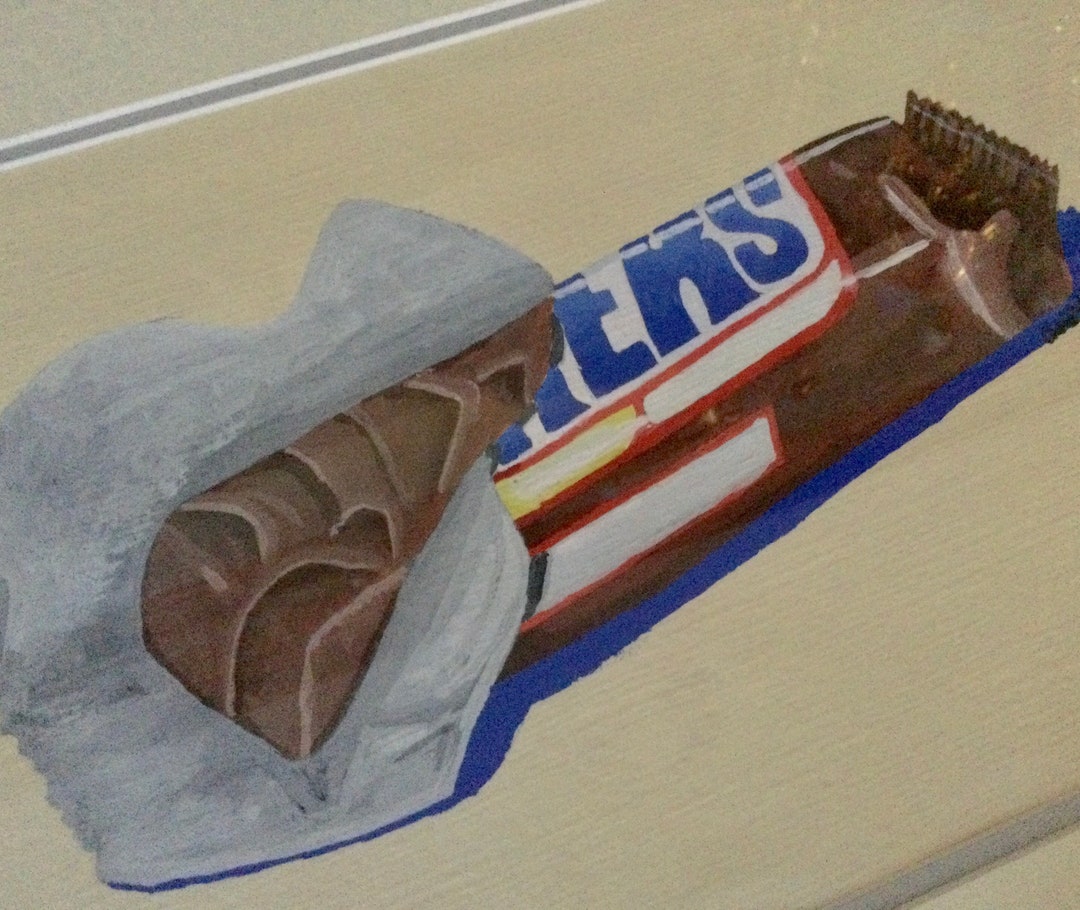 Vintage Food Still-life Painting/original Gouache/snickers Candy Bar ...
