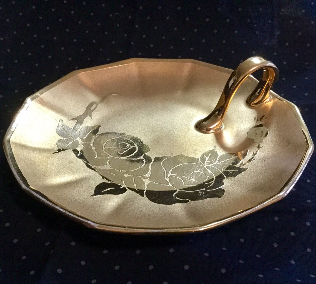 Bavaria Gold Floral Dish-plate/lemon Serving Plate/22kt Gold Fine Bone ...