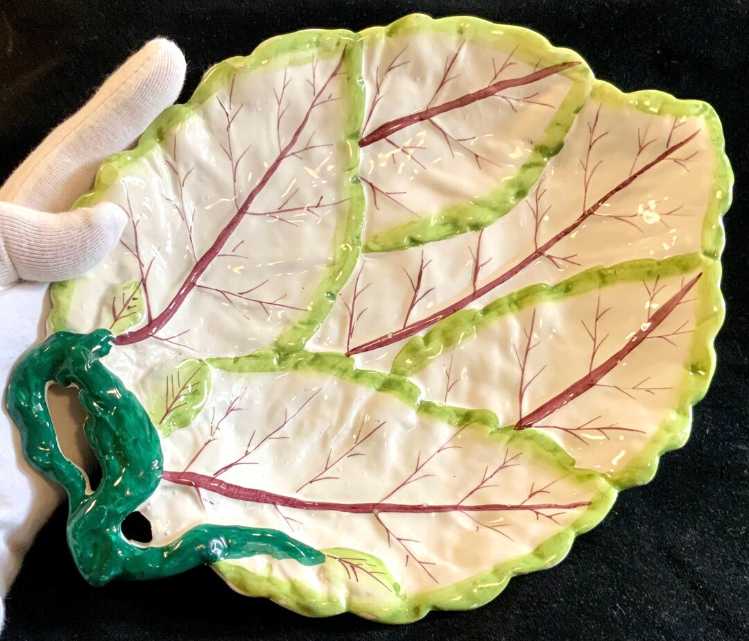 Majolica Leaf Dish-plate/etruscan Ceramic Pottery/begonia Leaf-style ...