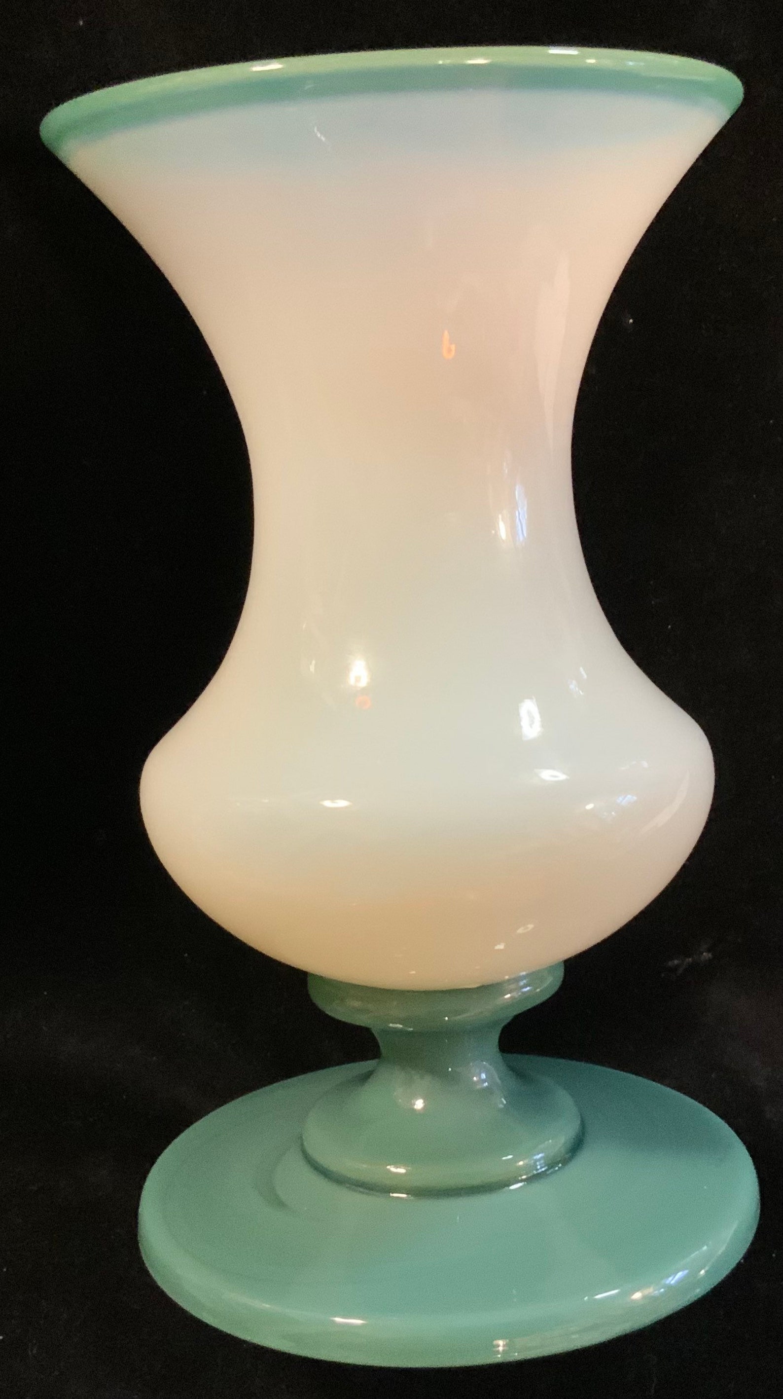 SALE Vtg fry Foval Opalescent Art Glass Vase White W/ - Etsy