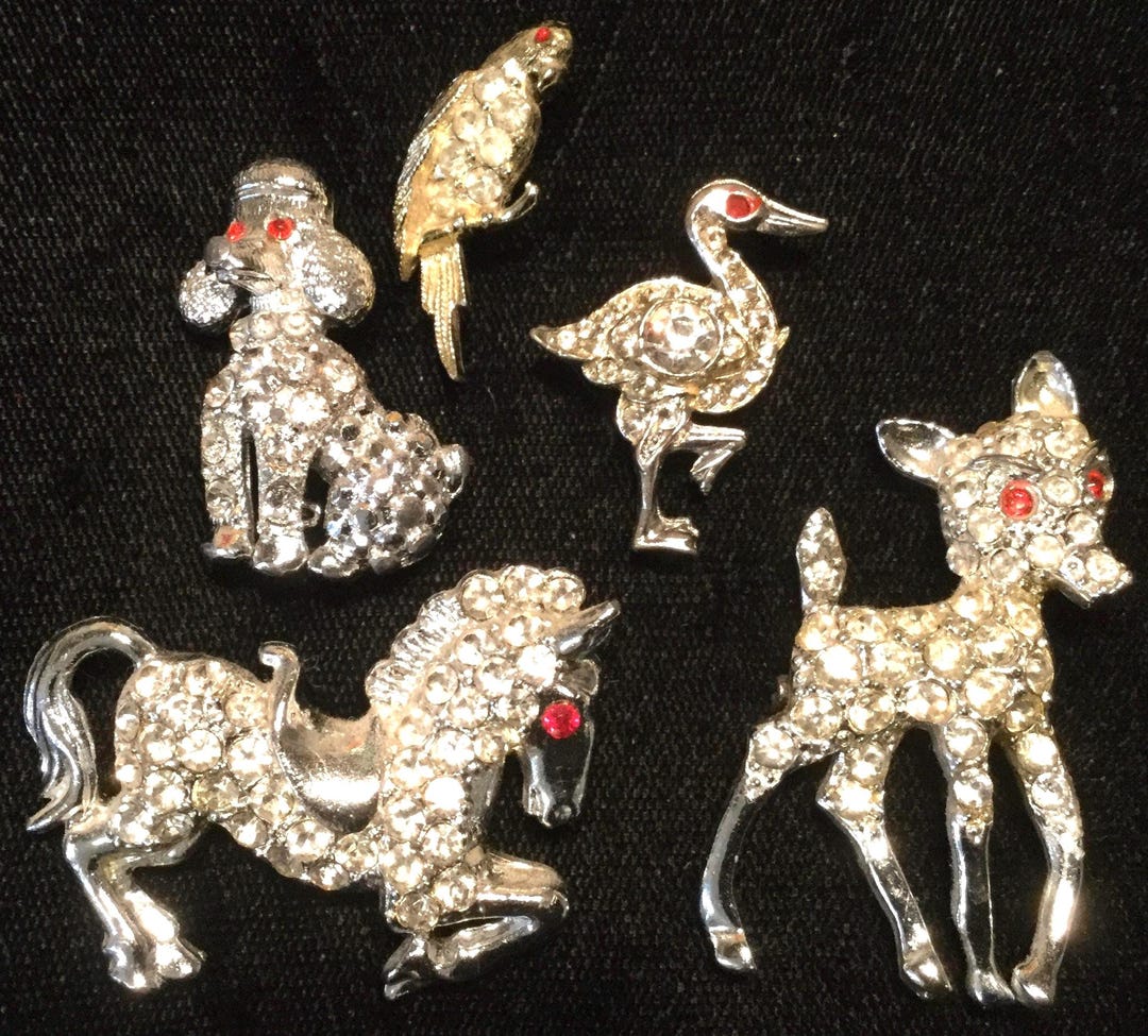 Rhinestone Animal Pin-scatter Pin-brooch Set/horse-dog-deer-parrot ...