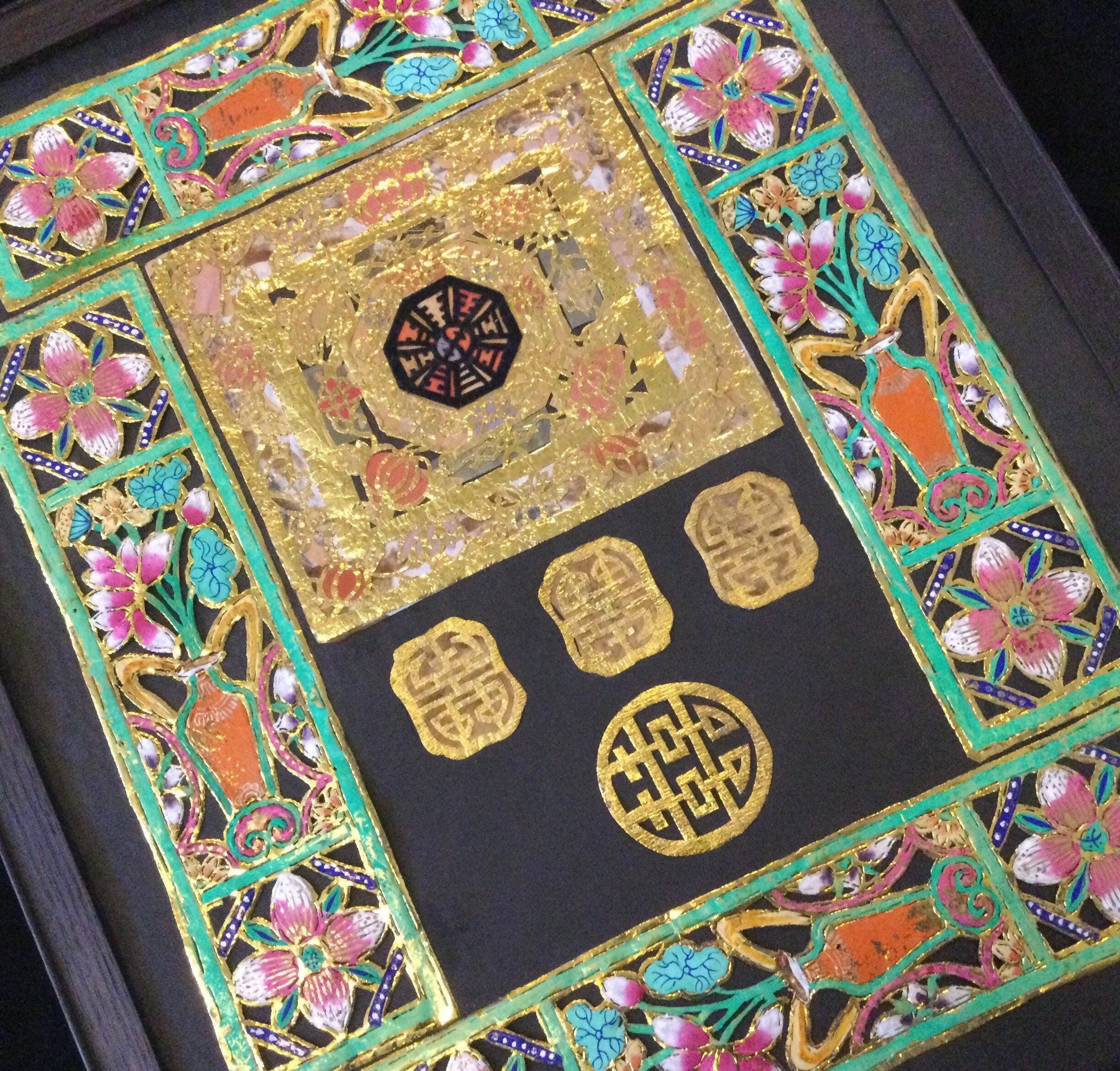 Asian Rice Paper Collage Picture Floral Vase Print Pink/green - Etsy UK