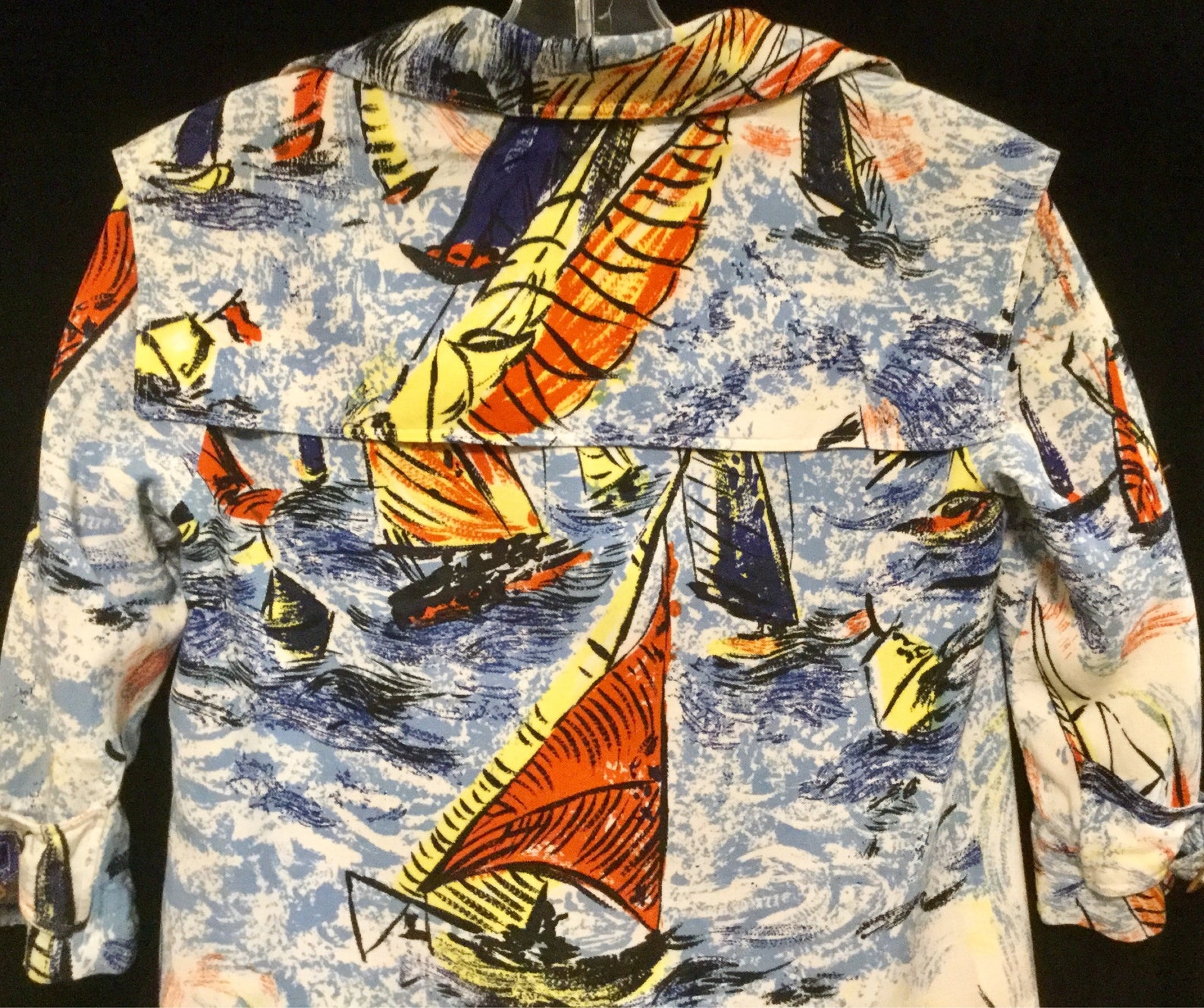 Nautical Blouse-shirt-blazer-shacket/blue Sailboat Print/yacht Club ...