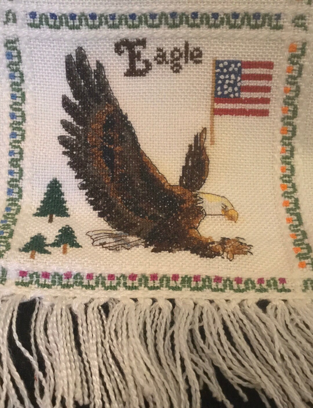 Cross Stitch Afghan-lap Throw-blanket-tablecloth/birds/needlepoint ...