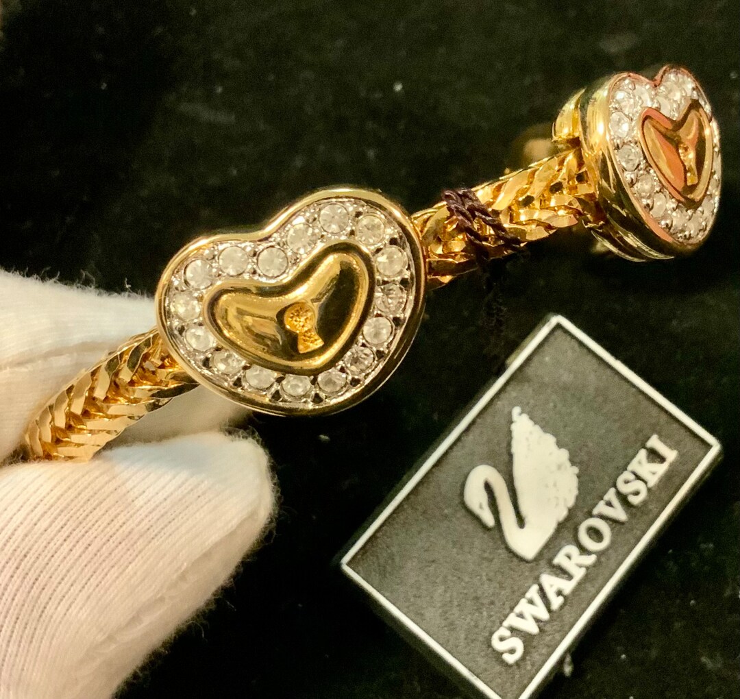 SWAROVSKI Heart Bracelet/rhinestone/heart & Link/swan Logo/clear ...
