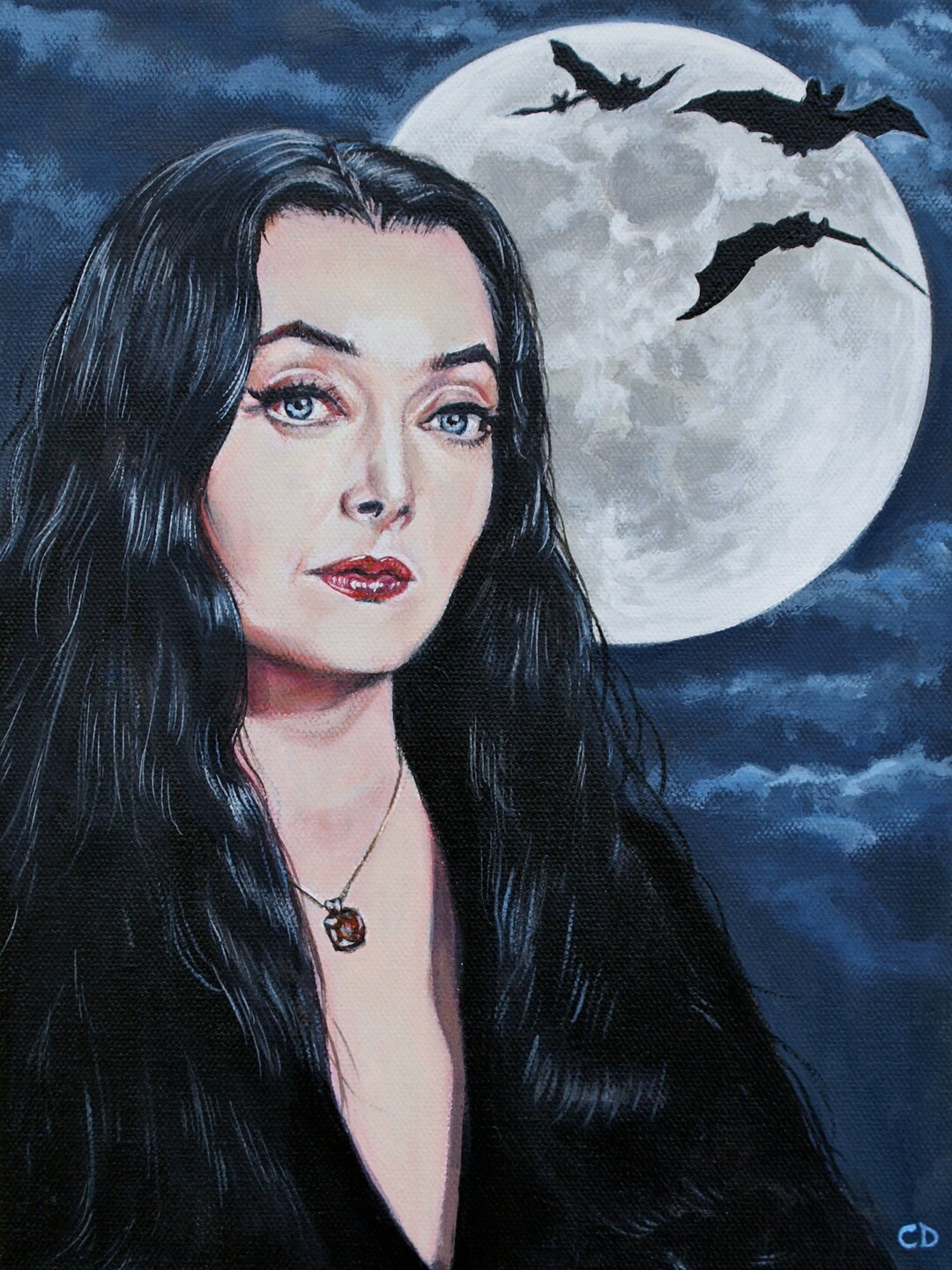 Morticia Addams Portrait Original Painting - Etsy