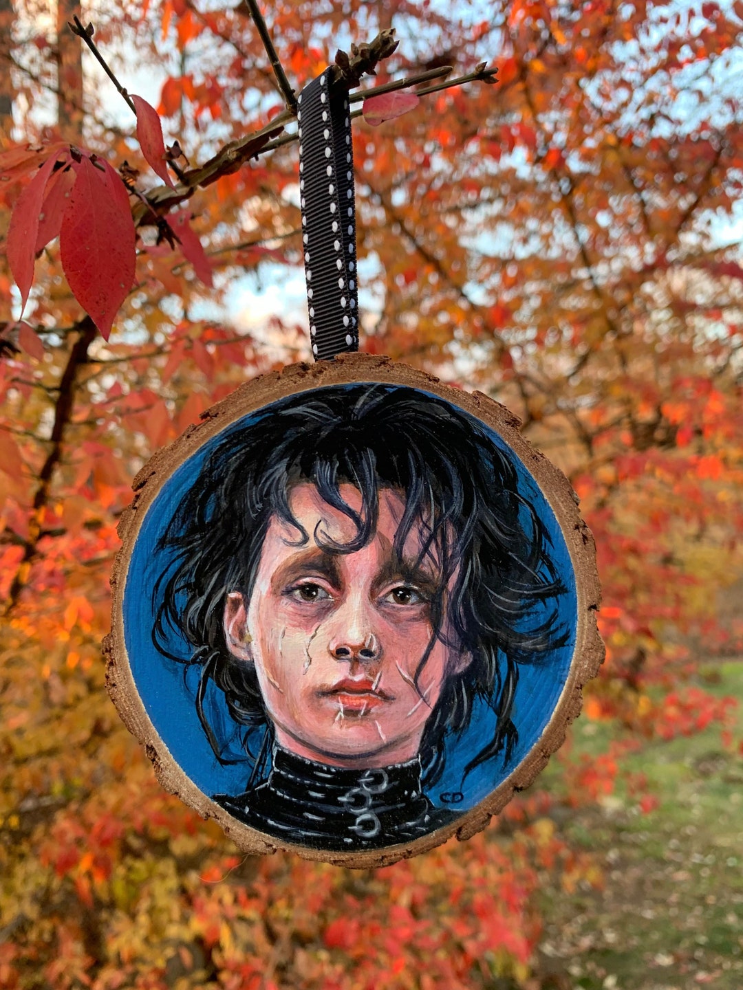 Edward Scissorhands Hand Painted Woodslice Ornament - Etsy