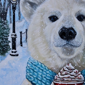 Polar Bear With Hot Chocolate Original Painting - Etsy
