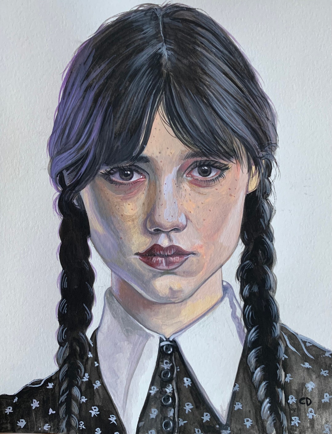 Wednesday Addams Original Portrait Painting - Etsy