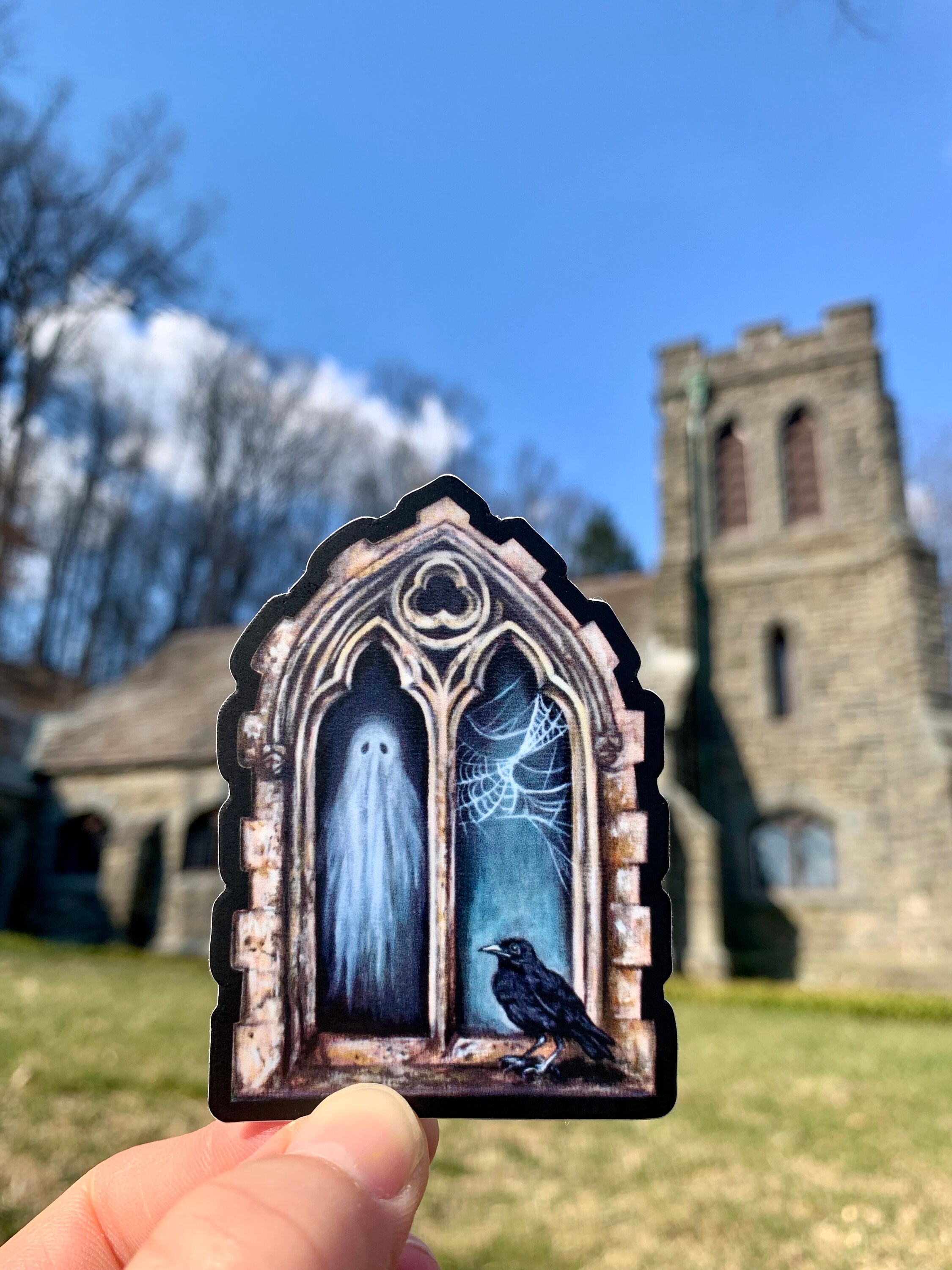 Haunted Gothic Window Die Cut Vinyl Sticker | Etsy