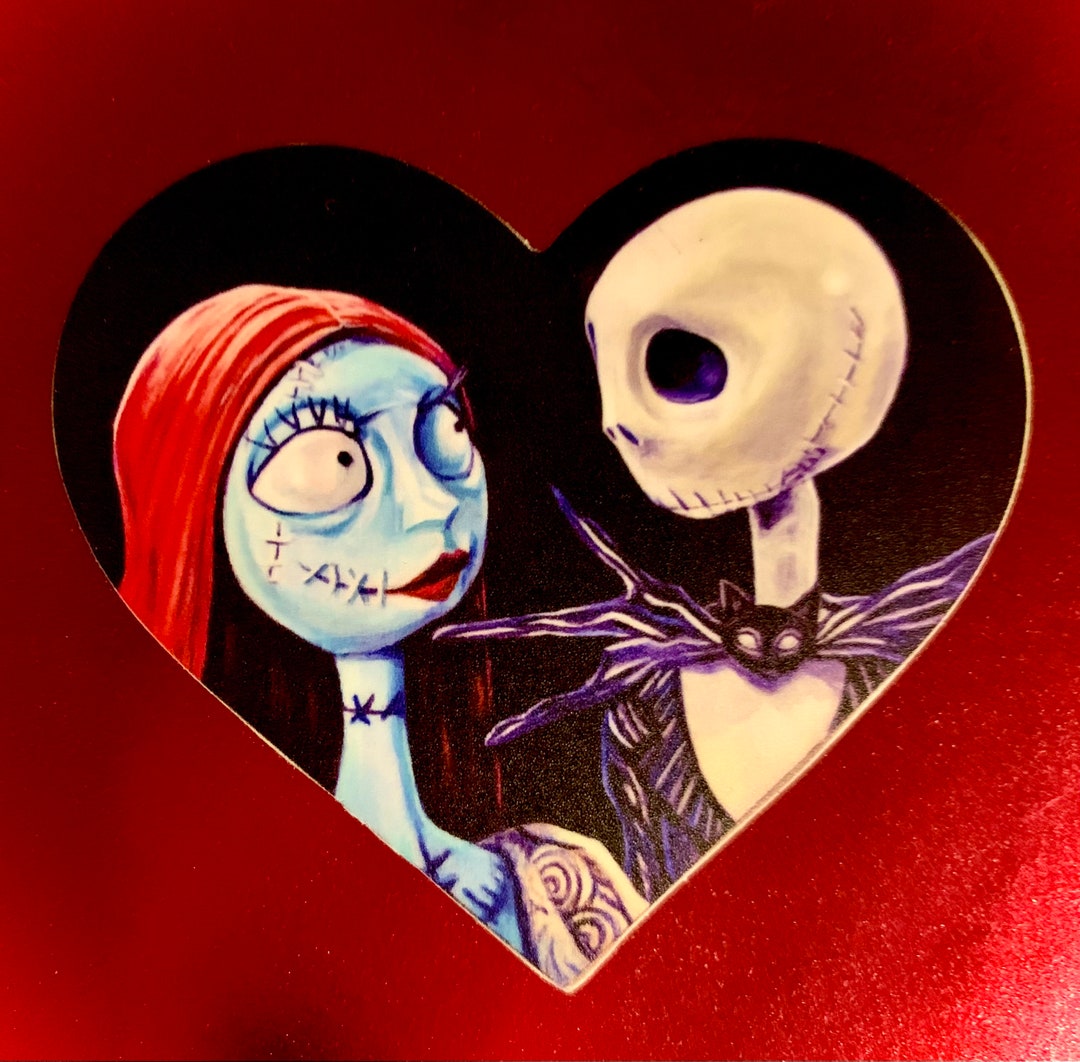 Jack & Sally Heart Sticker - Etsy