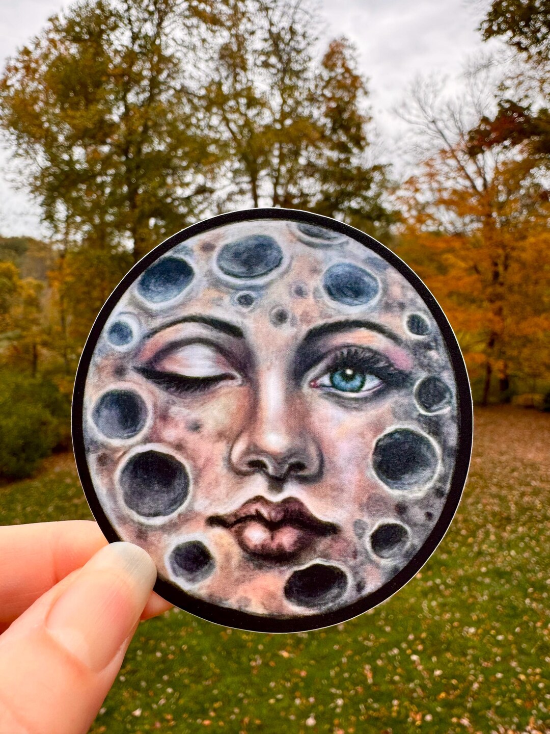 Winking Moon Vinyl Sticker - Etsy