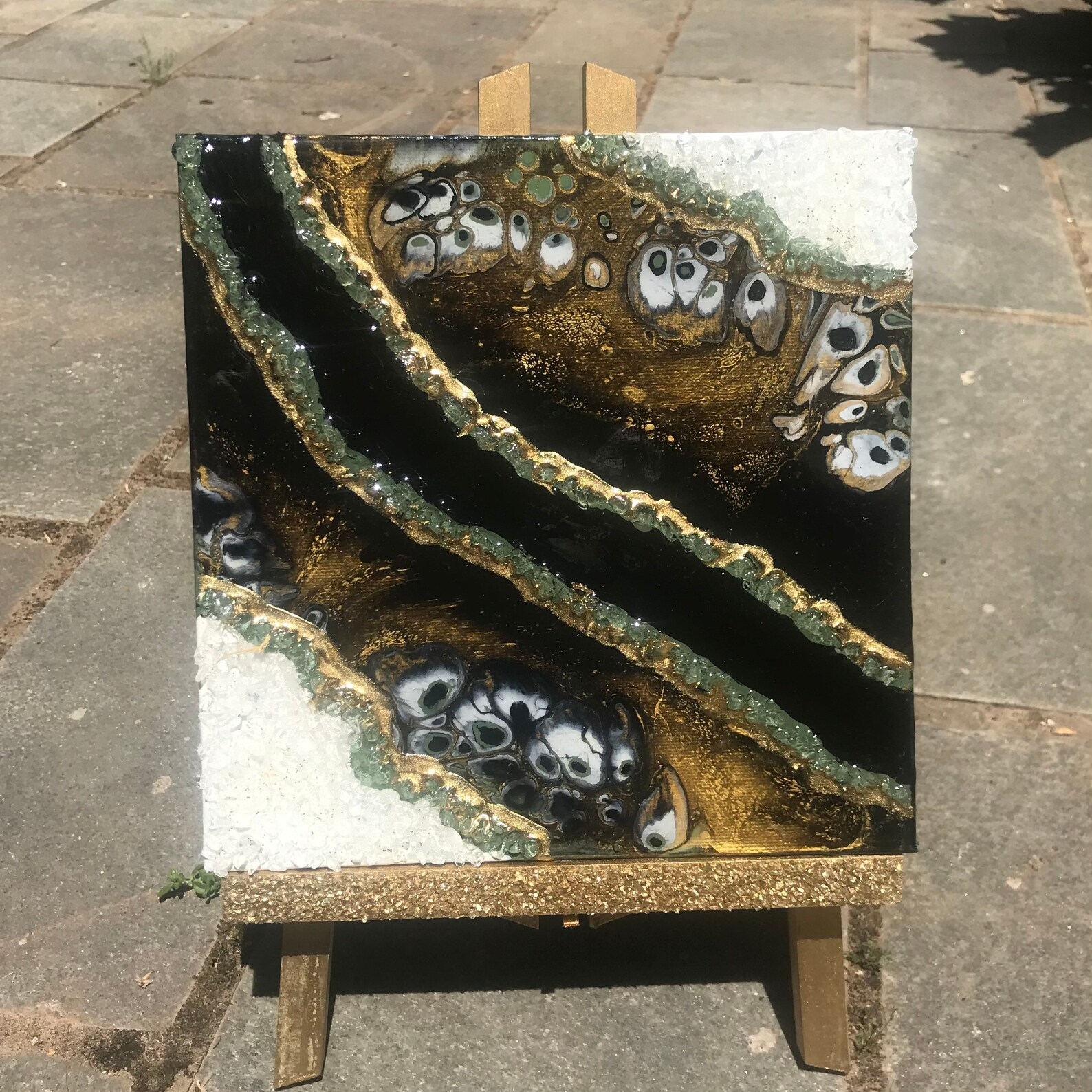 Geode Painting Acrylic Pouring Modern Abstract Art 8x8 - Etsy