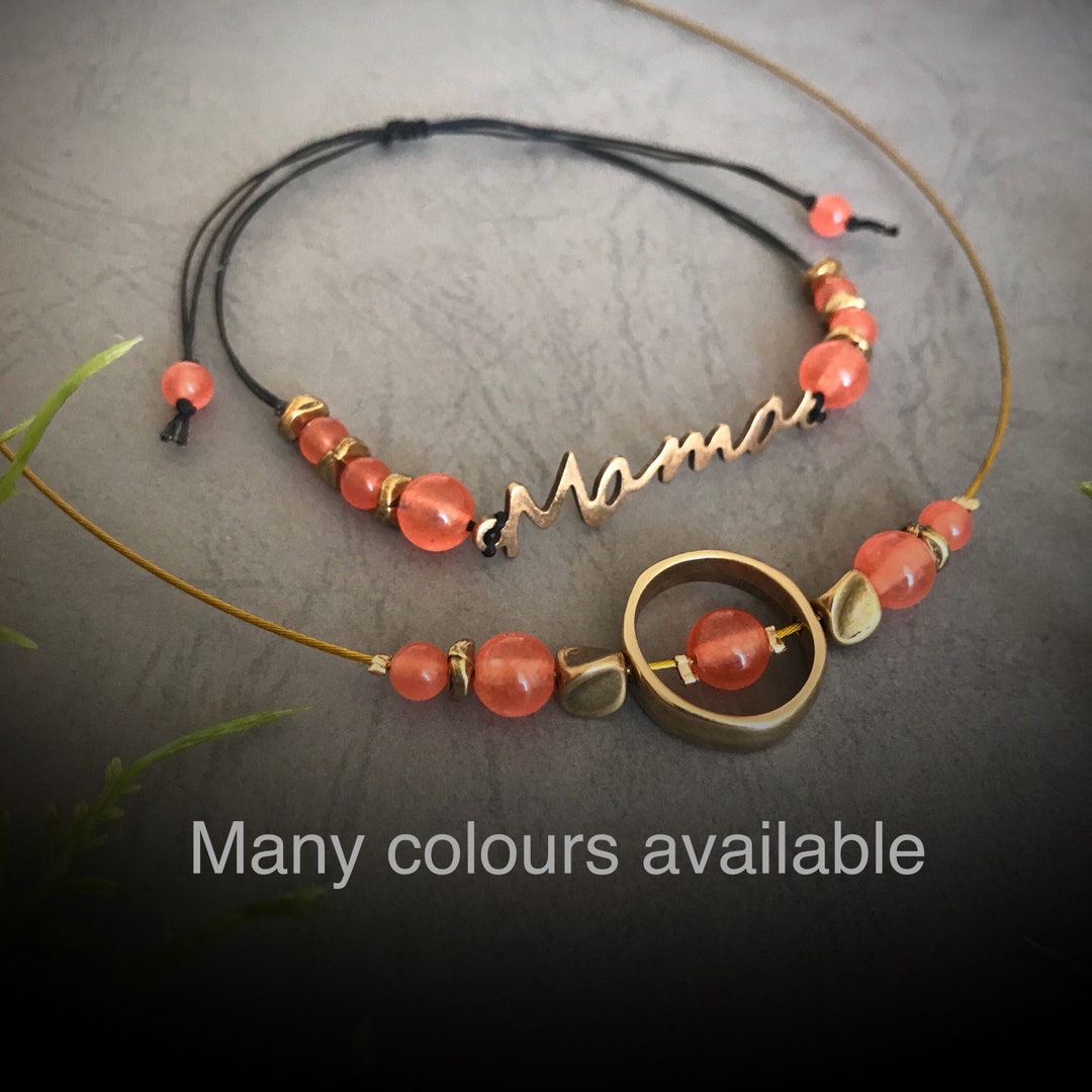 Handmade Personalised Mother Gift, Jewellery Set, Necklace and Bracelet ...
