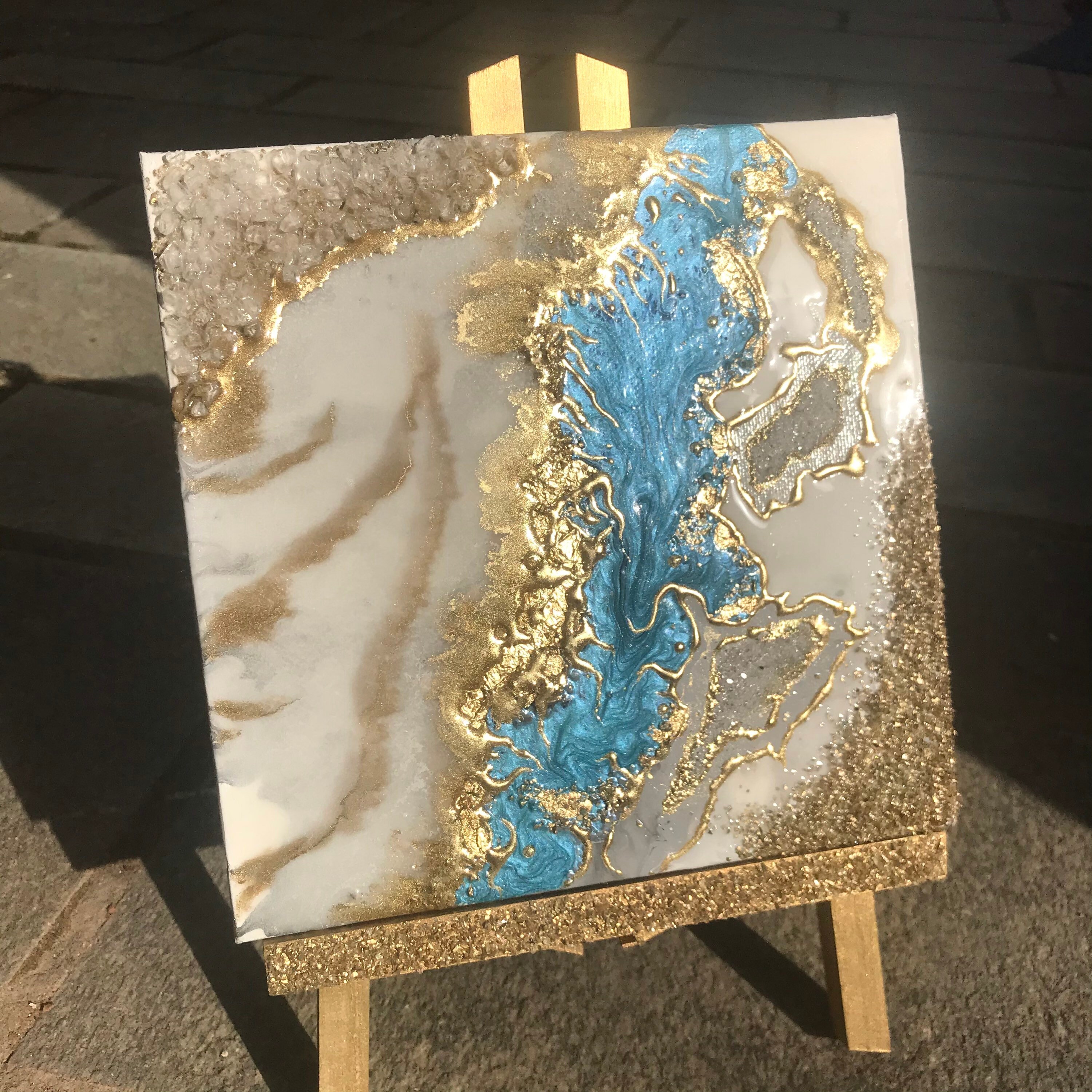 Geode Painting, Acrylic Pouring, Abstract and Modern Art, 8"x8" Canvas ...