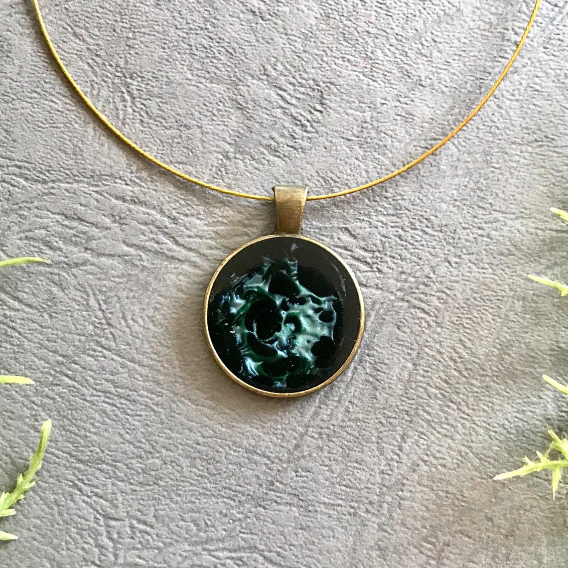 Handmade Unique Jewelry, Pendant Necklace, Black and Turquoise, Resin ...
