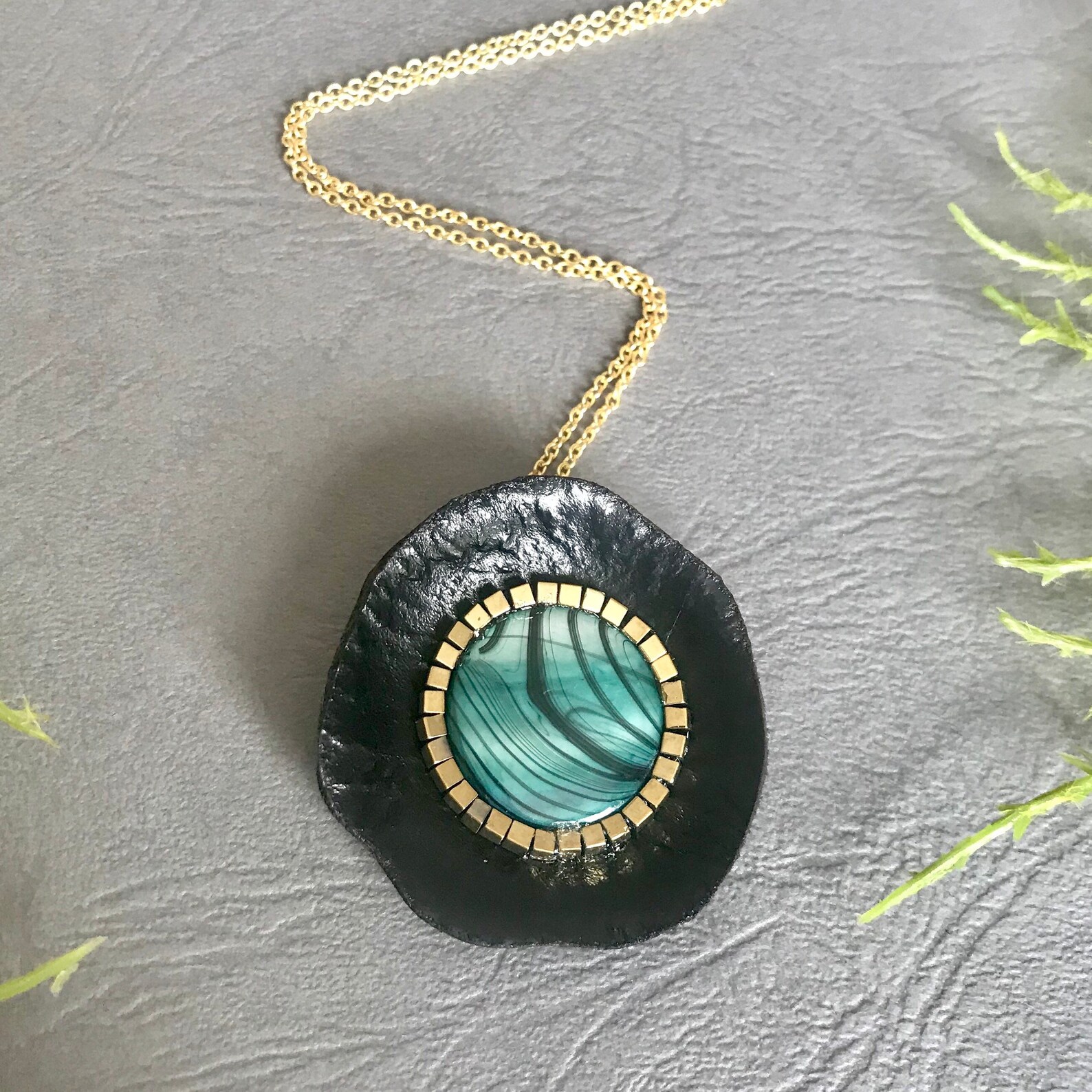 Leather Shell Necklace Handmade Jewelry Designs Black - Etsy