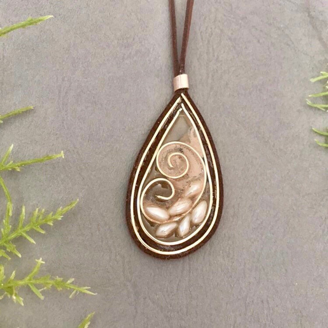 Handmade Greek Jewelry, Pendant Necklace, Twisted Wire, Pearls With ...