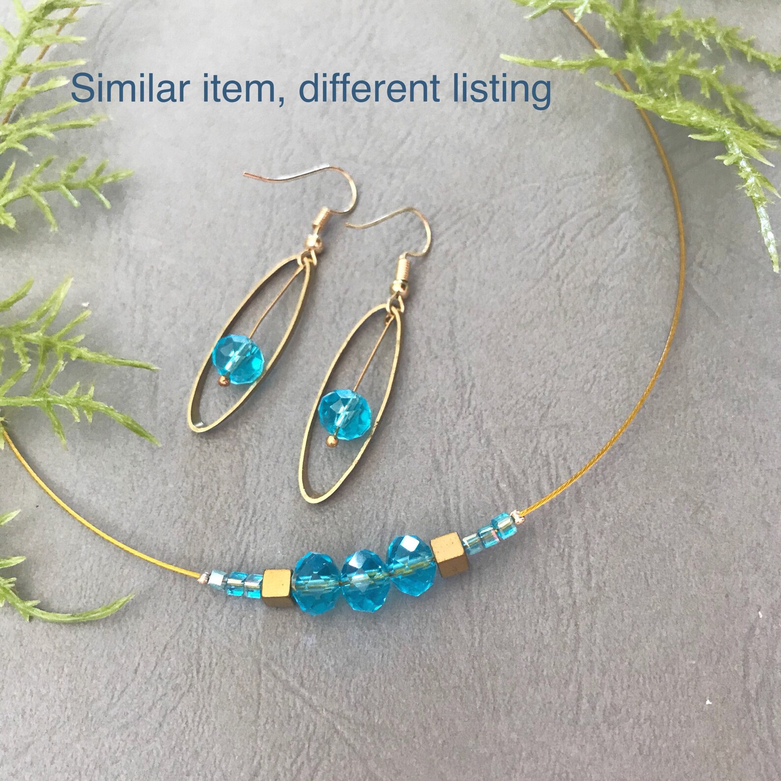 Handmade Jewellery Set Designs, Necklace and Hoop Earrings, Blue, Gold ...