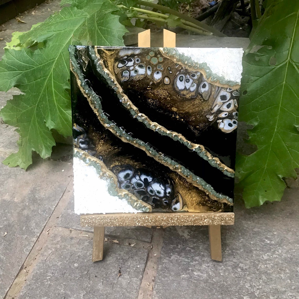 Geode Painting Acrylic Pouring Modern Abstract Art 8x8 - Etsy