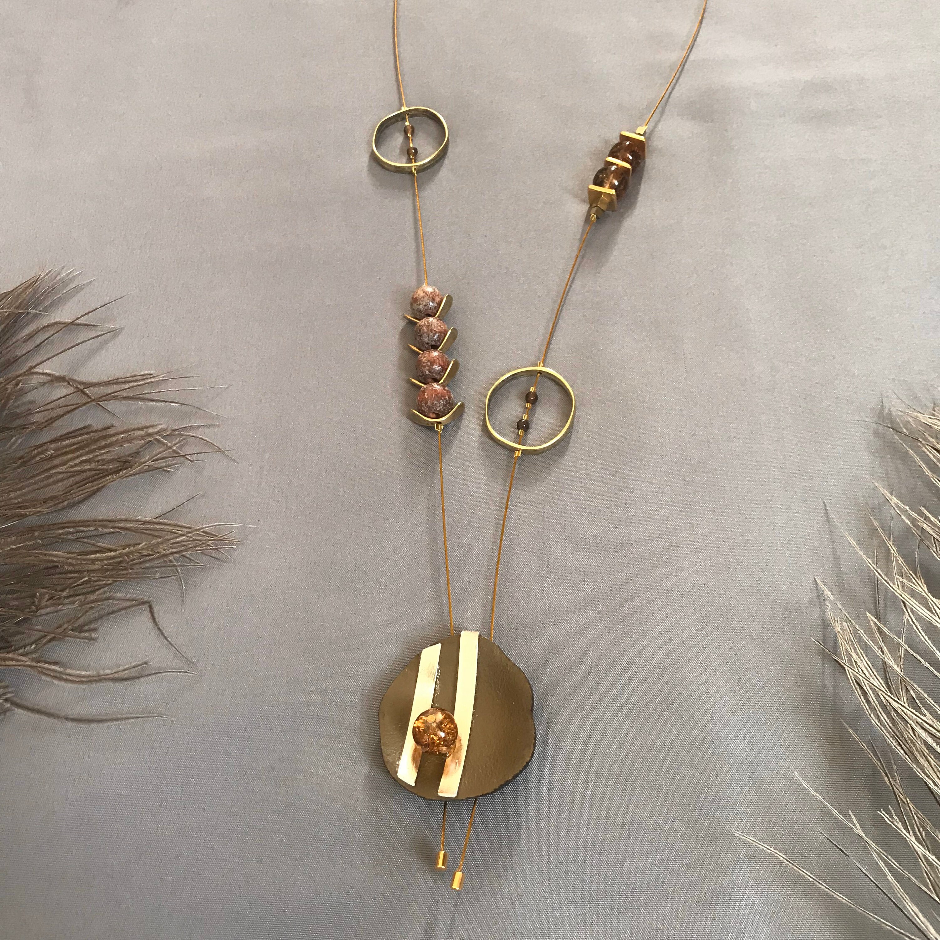 Long Necklace Handmade Jewelry Modern Leather Necklace and - Etsy