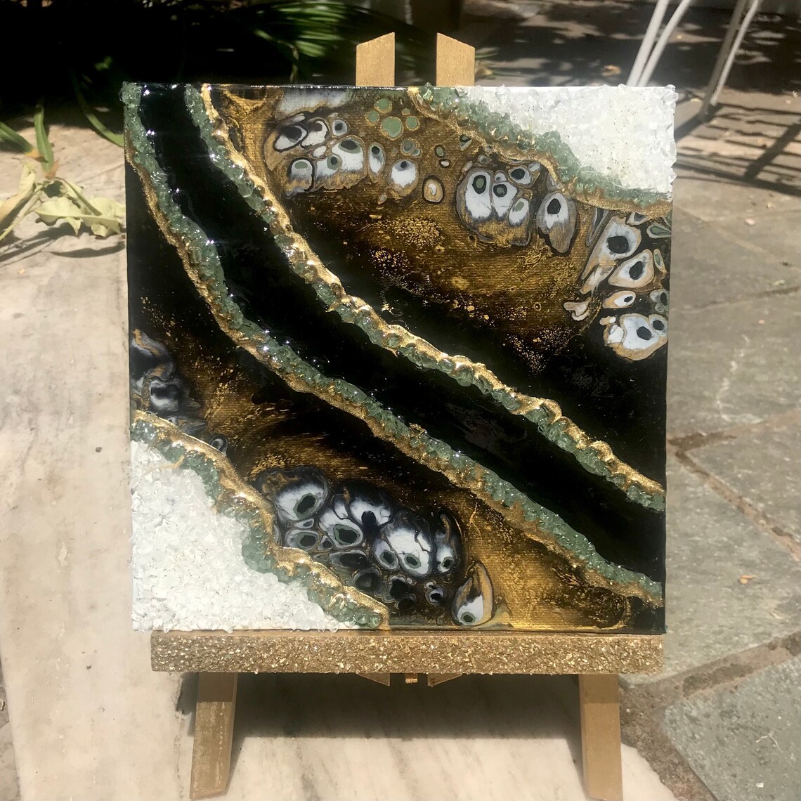 Geode Painting Acrylic Pouring Modern Abstract Art 8x8 - Etsy