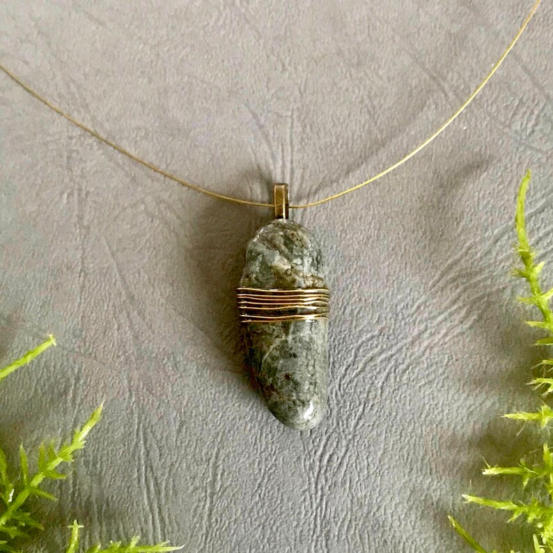 Rock necklace handmade jewelry designs wired sea pebble | Etsy