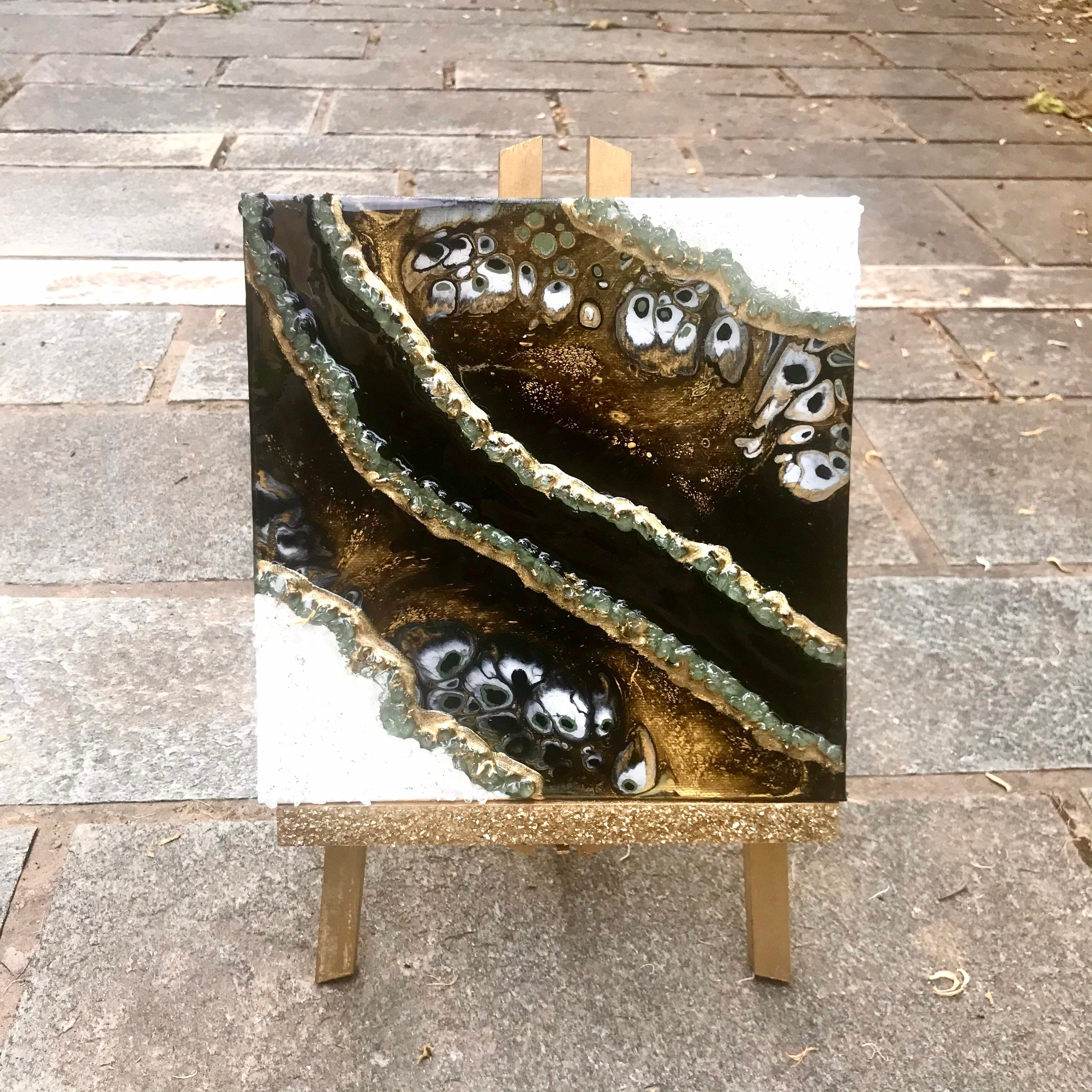 Geode Painting Acrylic Pouring Modern Abstract Art 8x8 - Etsy