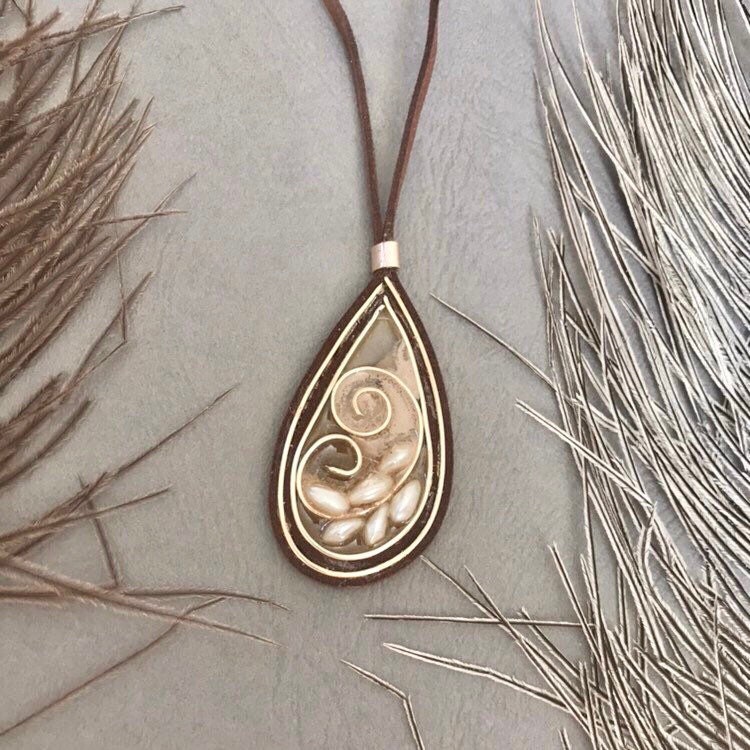 Handmade Greek Jewelry, Pendant Necklace, Twisted Wire, Pearls With ...