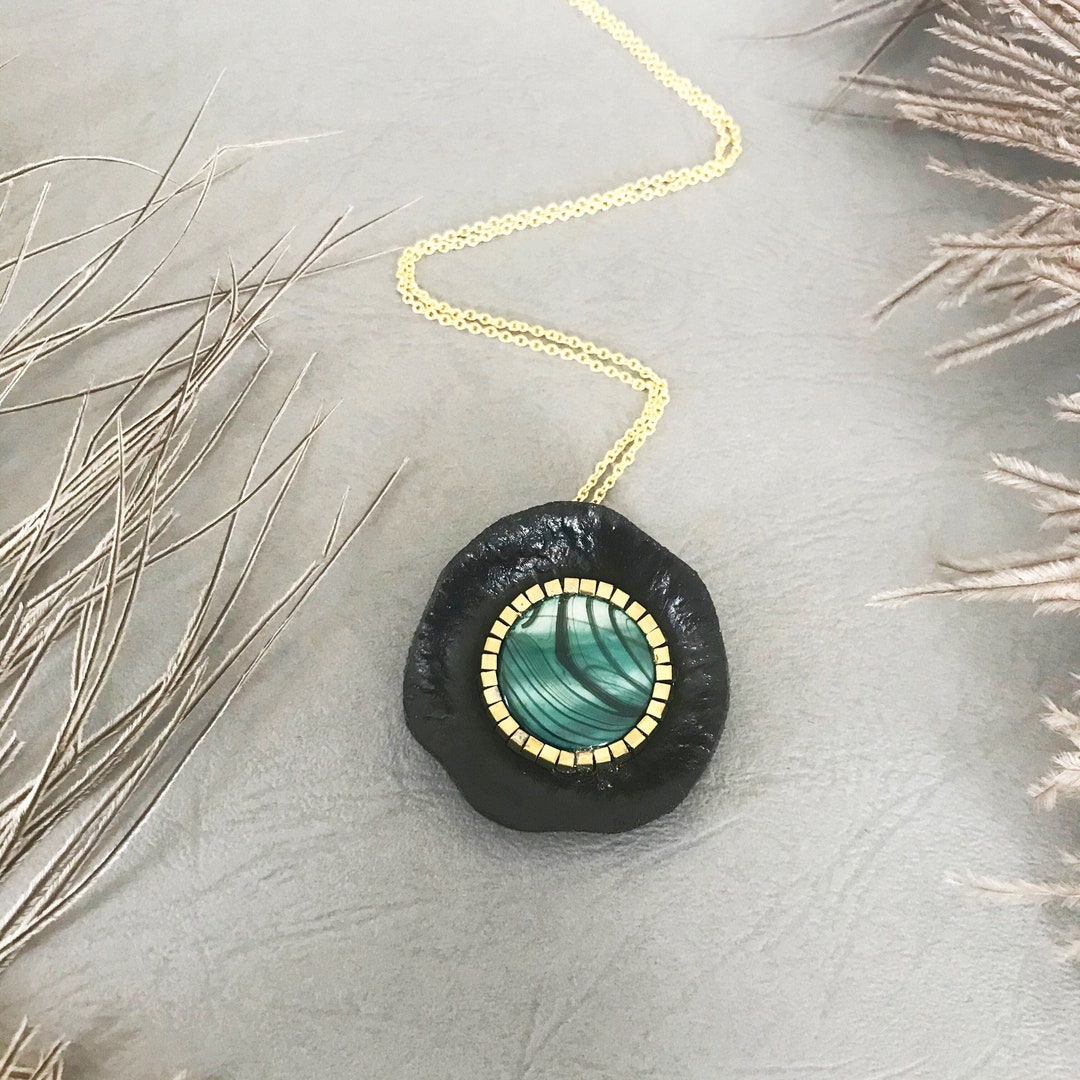 Leather Shell Necklace, Handmade Jewelry Designs, Black Leather Pendant ...