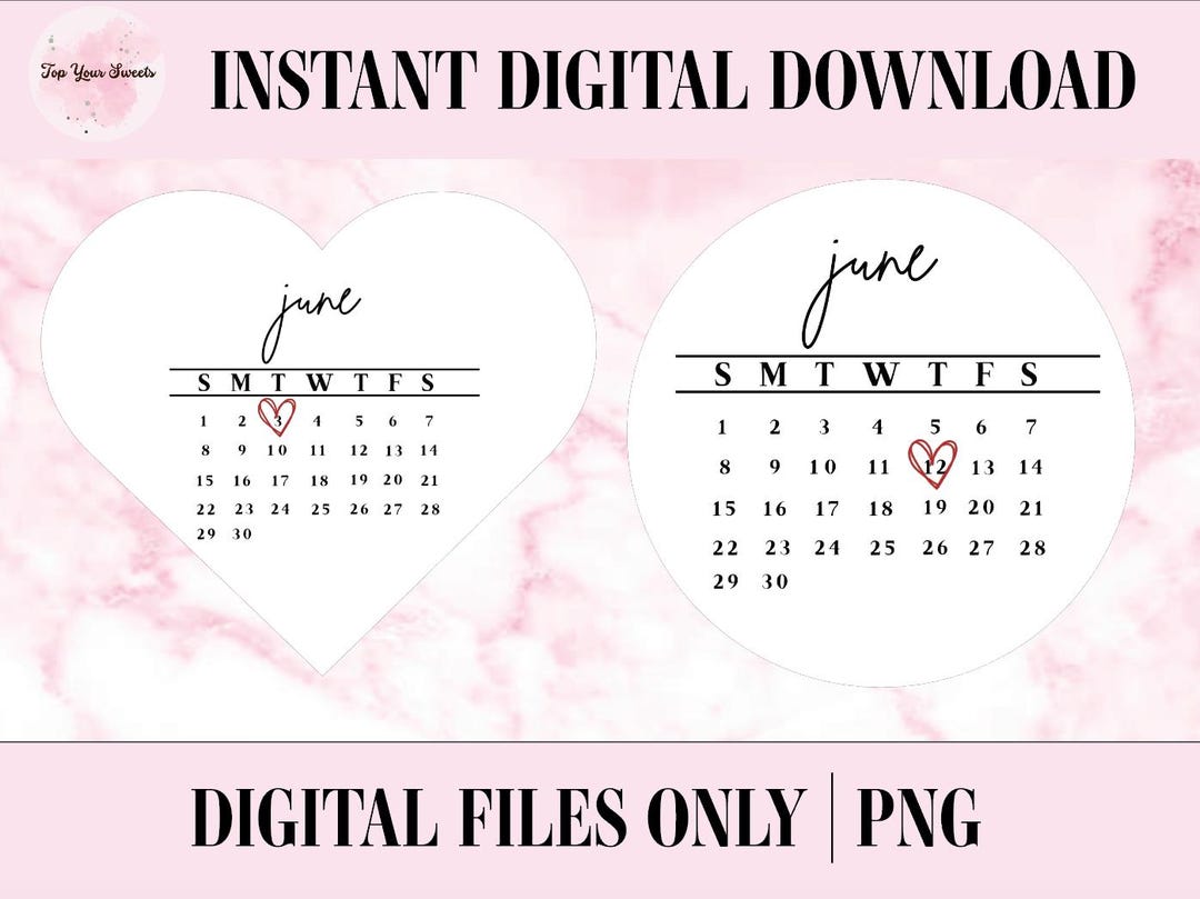 June 2025 Calendar PNG: Cricut Edible Print Templates (digital Download ...