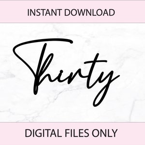 Thirty SVG File: Birthday Cake Topper, Decal (digital Download) - Etsy