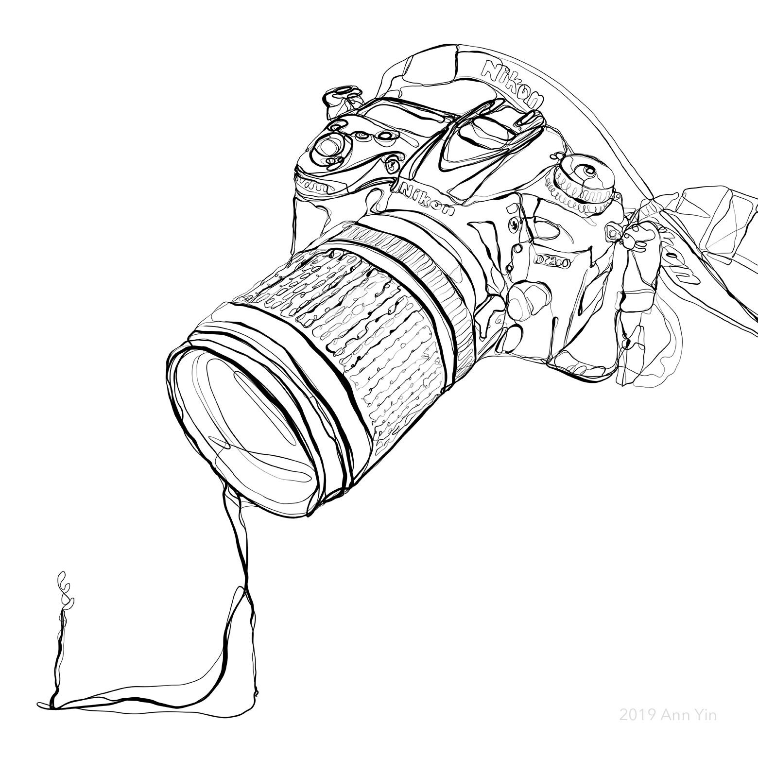 Nikon Camera Line Drawing