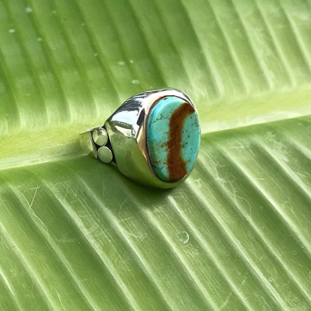 No.398 Custom Made Santa Rita Turquoise and Silver Ring Size 7 - Etsy